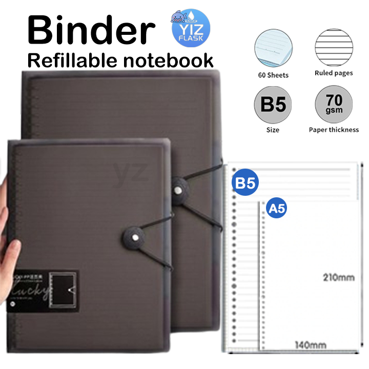 A5/B5 Binder Notebook Refillable Notebooks School Supplies Notebook for ...