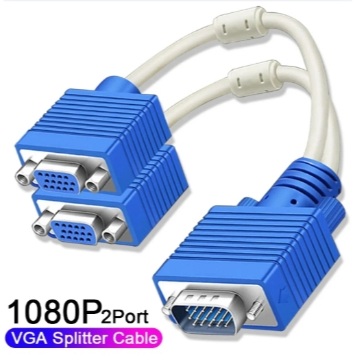 VGA Splitter Cable 1080P 2 Dual Port Y Splitter 1 In 2 Out Cable ...