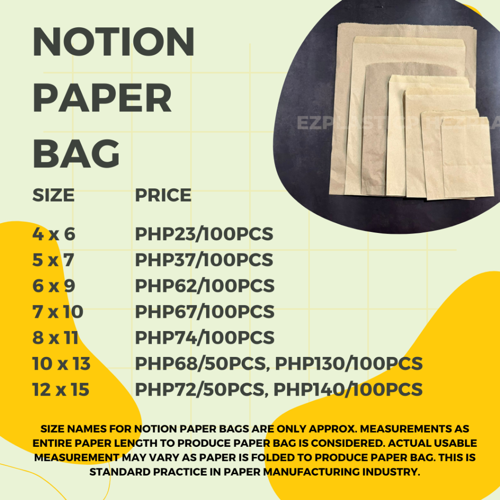 Notion Paper Bag in Kraft Brown (+/-50pcs/100pcs) No Side Gusset ...