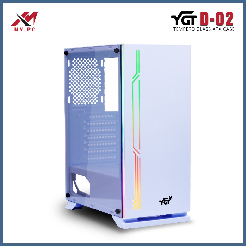 YGT ATX D02 Tempered glass gaming case ATX/Micro-ATX/Mini-ITX white black desktop casings ...