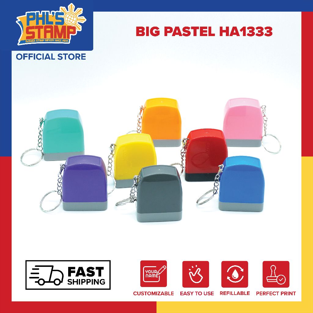 FREE INK PASTEL HA 13x33mm PERSONALIZED STAMP | Shopee Philippines