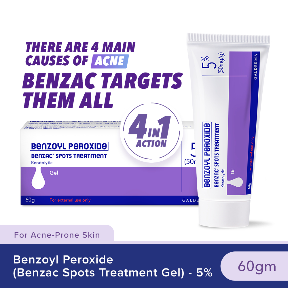 Benzac Benzoyl Peroxide Spots Treatment Gel 5 60gm Anti Acne Pimple