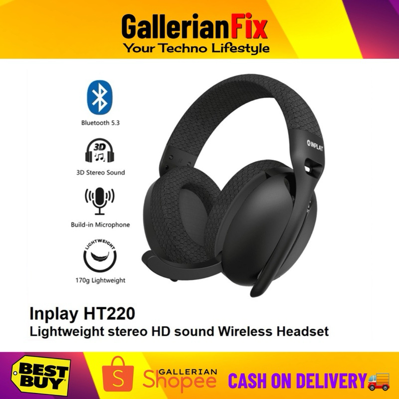 Inplay Headset Headphones HT220 Light Weight Stereo HD Sound Wireless ...