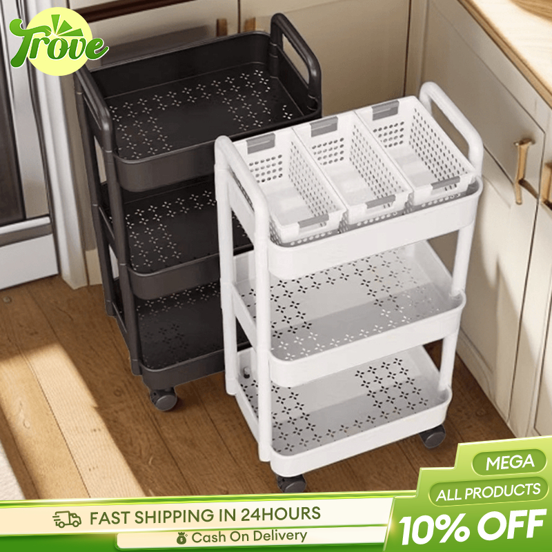Trove Trolley Cart Organizer 3/4/5 Tier Moving Rack Kitchen Storage ...