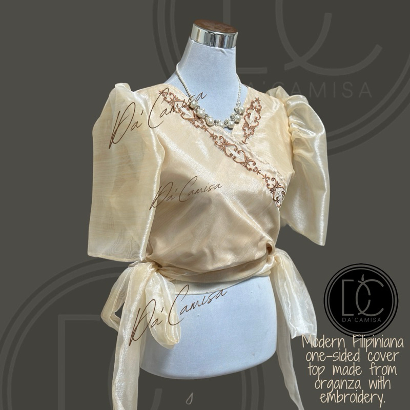 Modern Filipiñiana one-sided cover top made from organza with ...