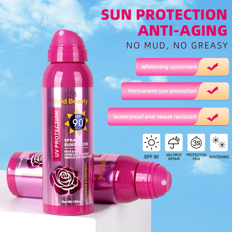 J&r SPF90+++ Rose Spray Sunscreen High Protection UV PLUS Skincare Facial Skin 150ml | Shopee ...