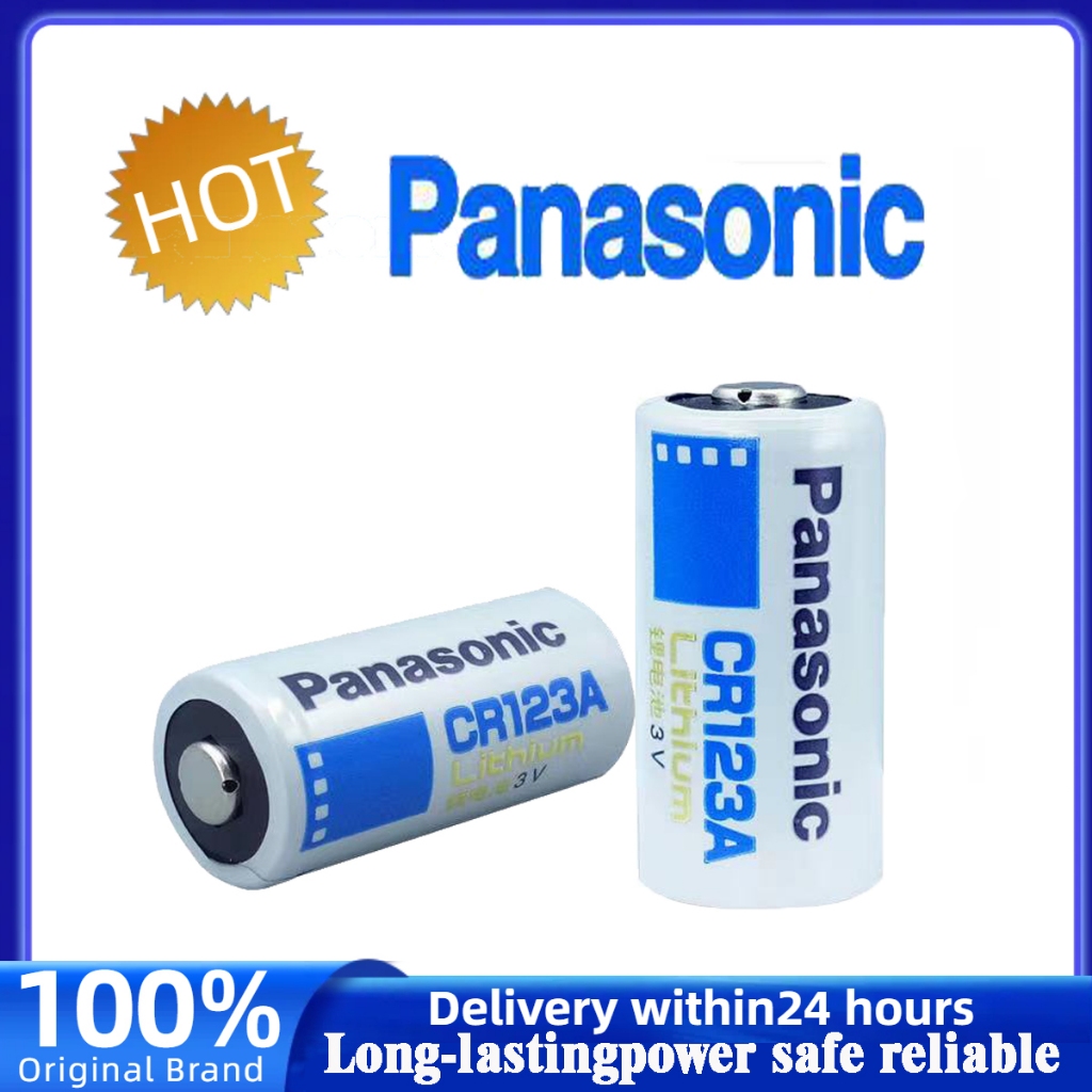 Panasonic CR123A 3v lithium battery (White) 3V Lithium Battery CR-123A Cylindrical Photo Lithium ...