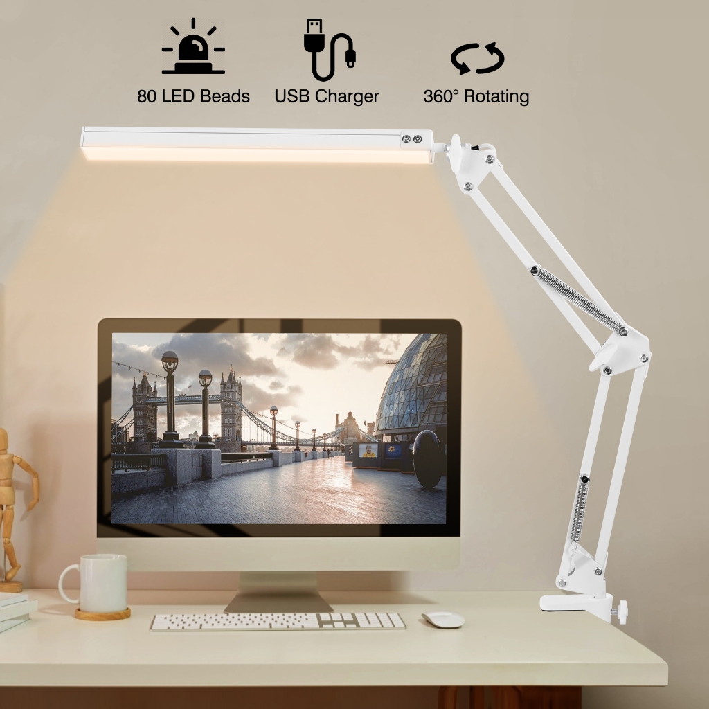 LED Clip on Table Lamp Study Office Desk Light Working Reading Lights ...
