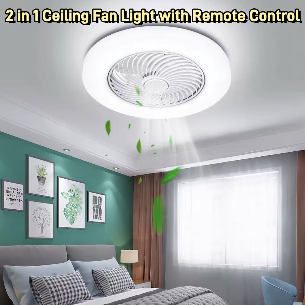 Ceiling Fan Light with Remote Control 2 in 1 Adjustable Wind Speed for ...