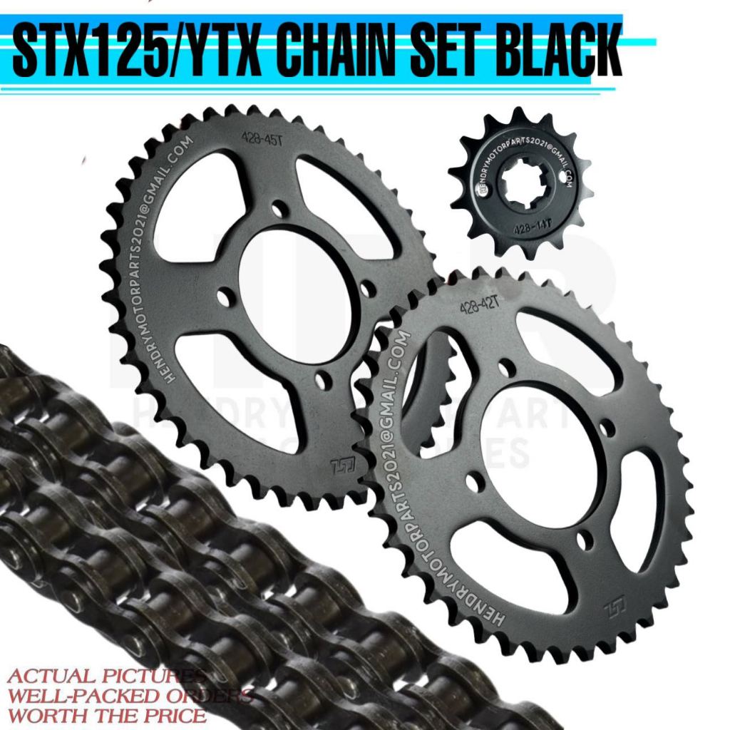 CSL Black Chain And Sprocket Set For YAMAHA STX125 / YTX (14T/42T&14T ...