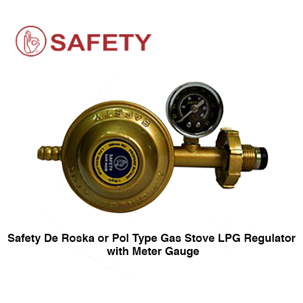 Safety De Roska or Pol Type Gas Stove LPG Regulator with Meter Gauge ...