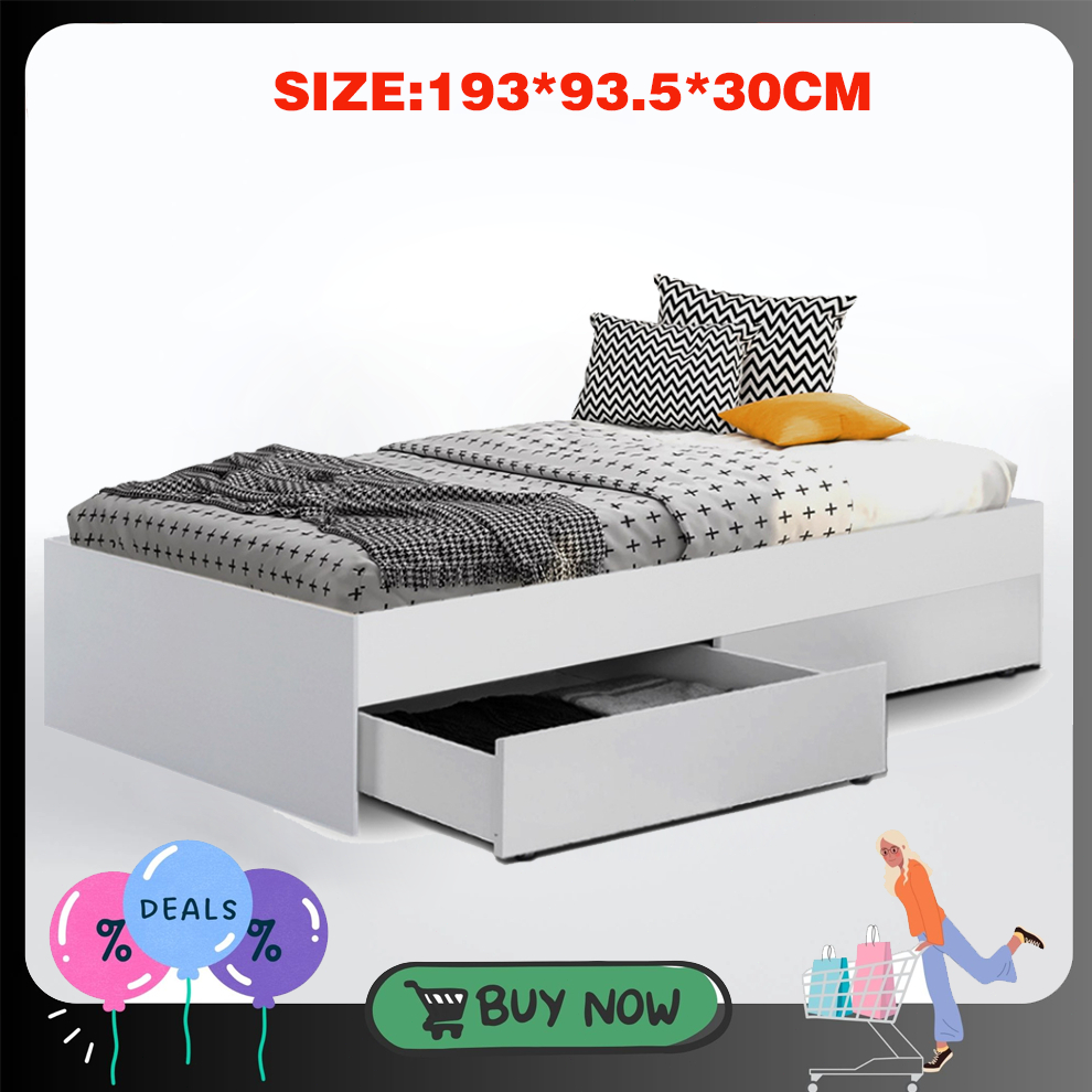 Classic wooden single bed frame with drawers pull out bed easy to assemble Shopee Philippines