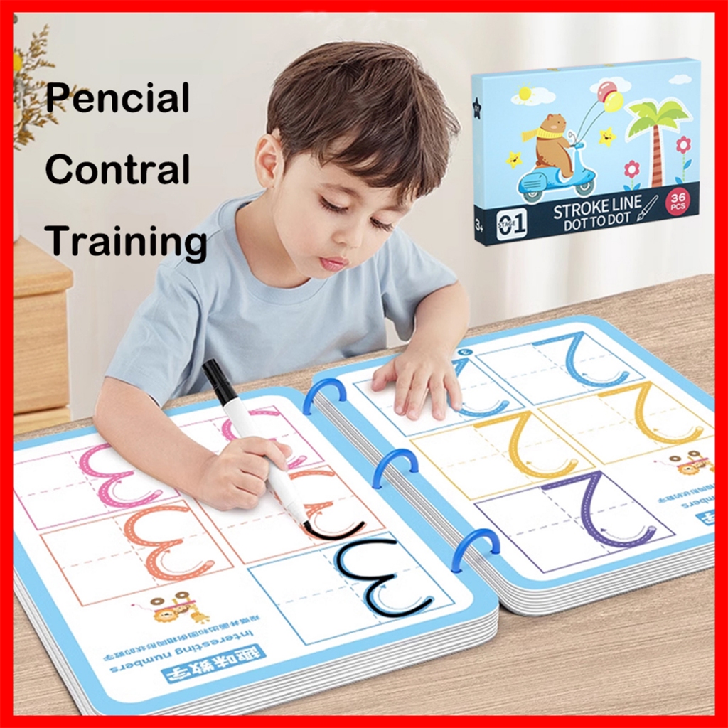 Baby Tracing Workbook For Kids Training Coloring Book Erasable Writing ...