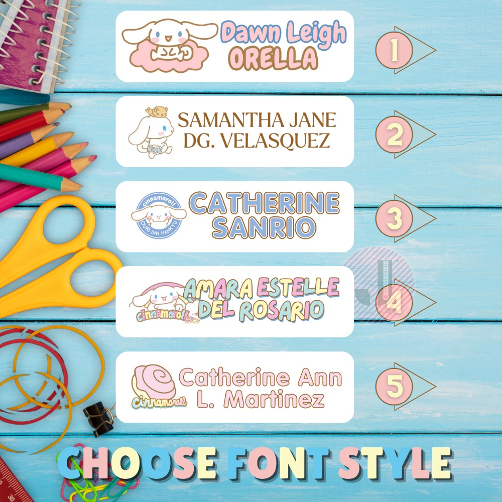 SANRIO CINNAMOROLL Waterproof Daycare Labels, Preschool Labels, Name ...