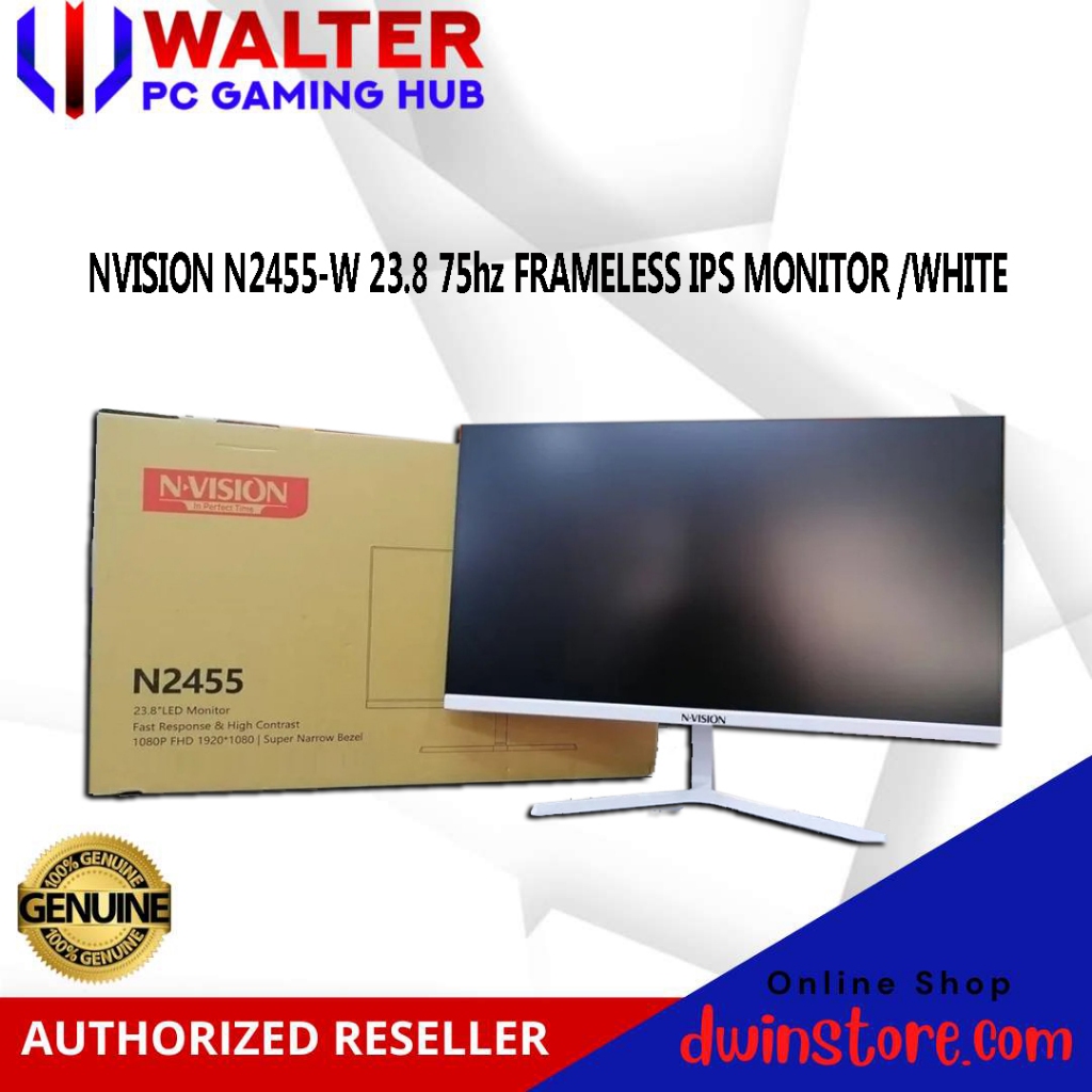 NVISION N2455-W 23.8 75hz FRAMELESS IPS MONITOR /WHITE | Shopee Philippines