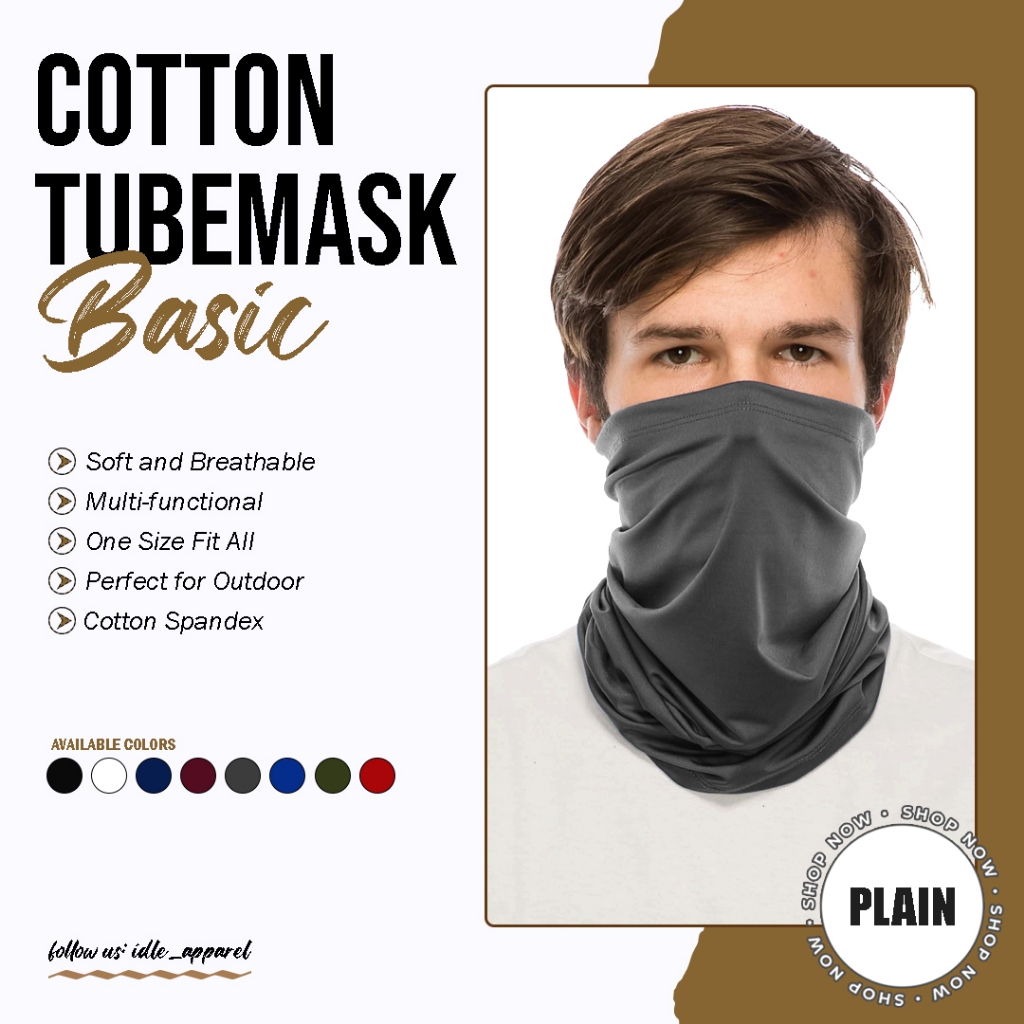 TUBE SCARF MASK - CTM PLAIN - FOR MEN & WOMEN - Neck Gaiter, Headband ...