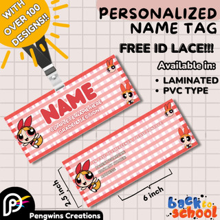 POWERPUFF GIRLS Designs - Customized PVC or LAMINATED School Name Tag ...