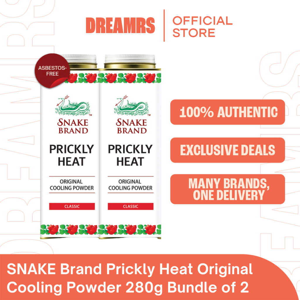 Snake Brand Prickly Heat Original Cooling Powder Classic 280g Bundle of ...