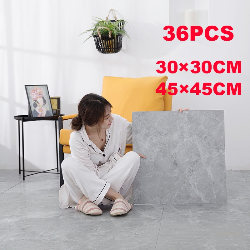 36PCS Floor Stickers Square Marble Vinyl Tile Self Adhesive Waterproof ...