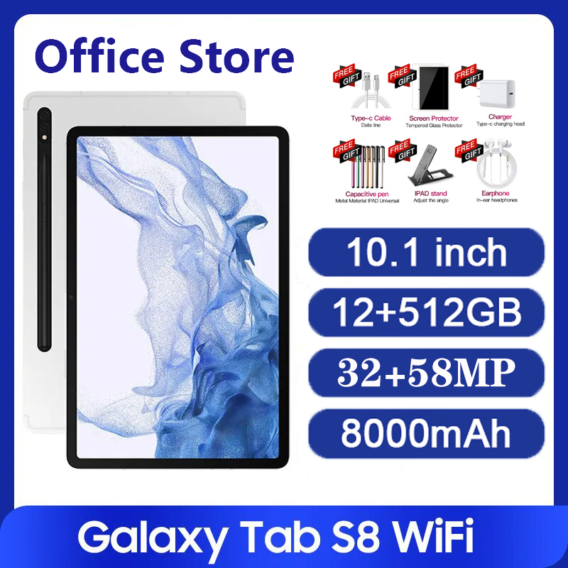 Original S8 Tablet Android 12GB+512GB Galaxy Tab PC 10.1inch Android ...