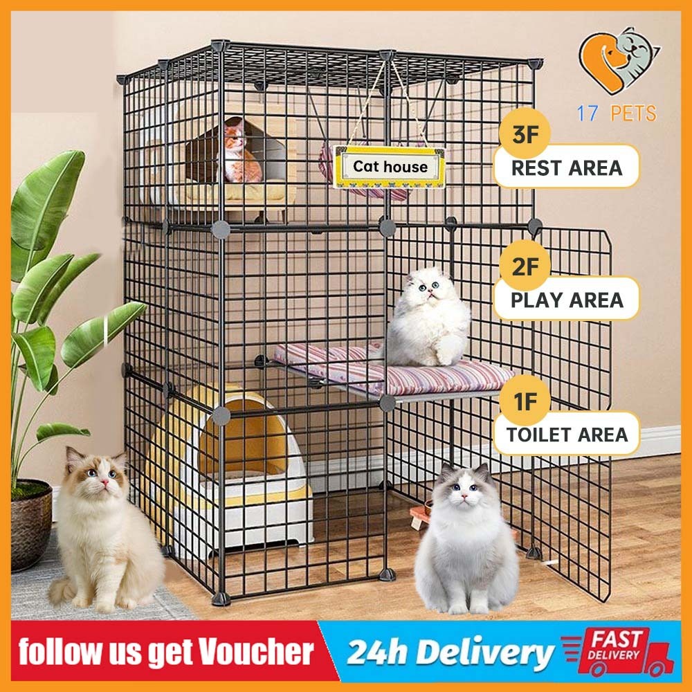 DIY 3 Tier Metal Anti-rust Cat Cage Stackable Cat House Cat Cage ...