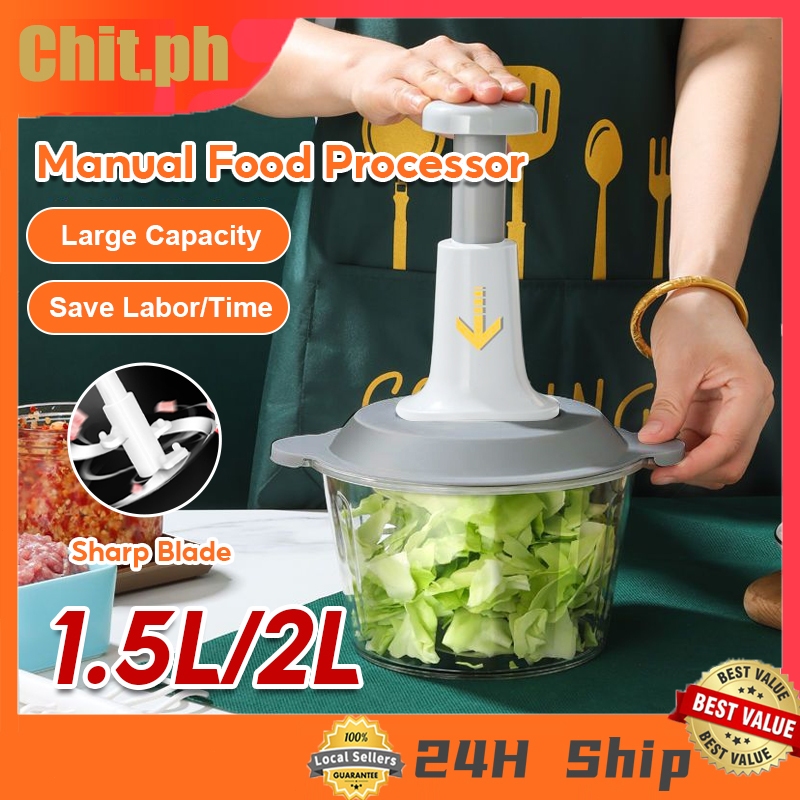 CHIT 1.5L/2L Manual Food Processor Multi-Functional Kitchen Chopper ...