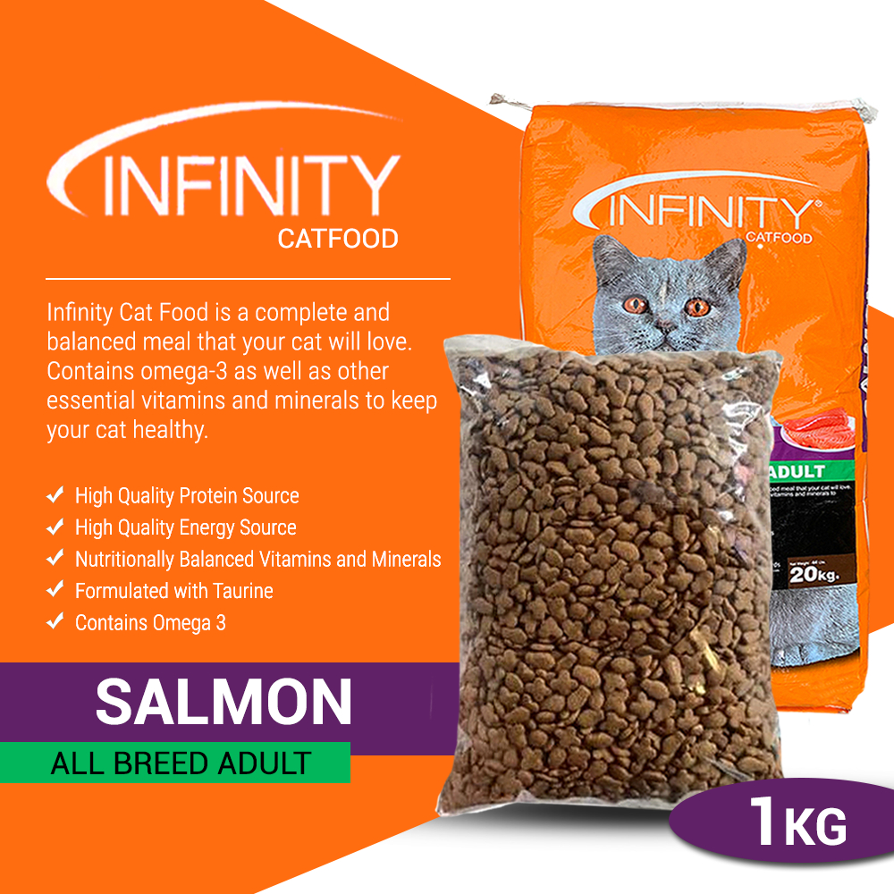 BOB-1kg Infinity Cat Dry Food Salmon Flavor For All Breeds Adult Cats ...