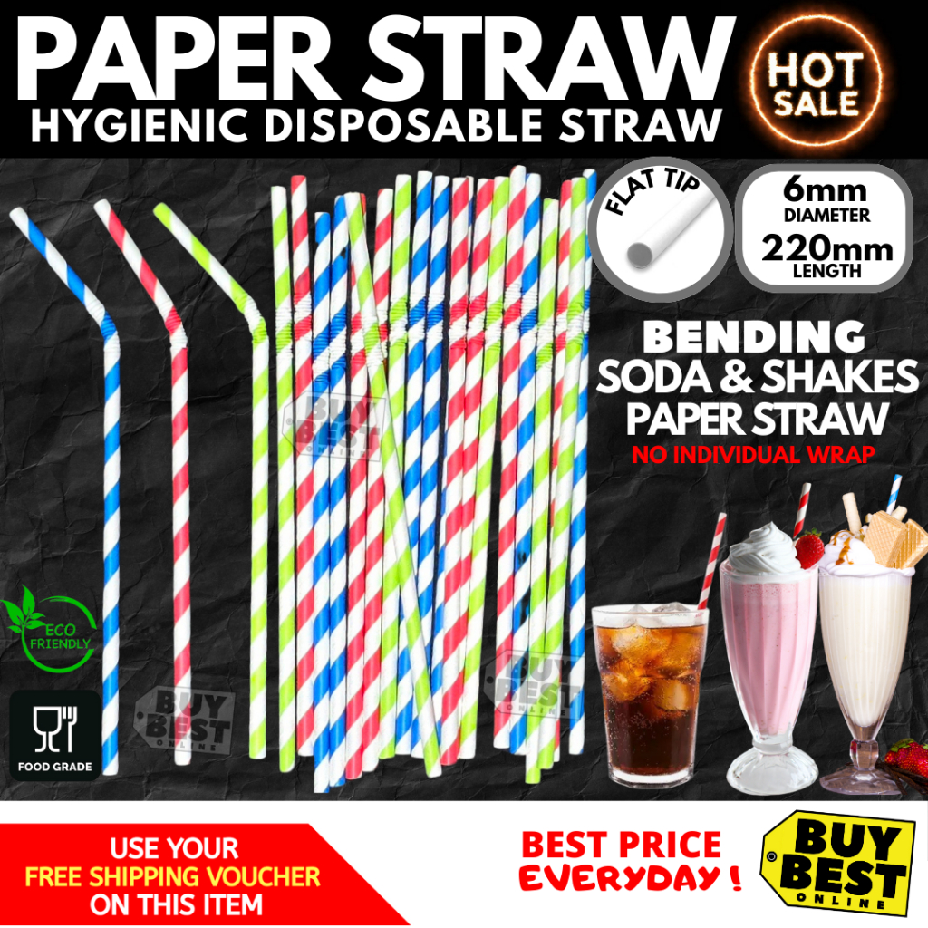 Soda & MIlkshake Paper Straw -Bendable Clean and Hygienic Environmental ...