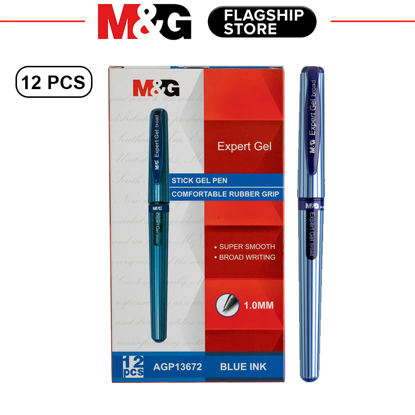 M&G Expert Gel Pen Broad 1.0mm Blue Agp13672 (12pcs) | Shopee Philippines