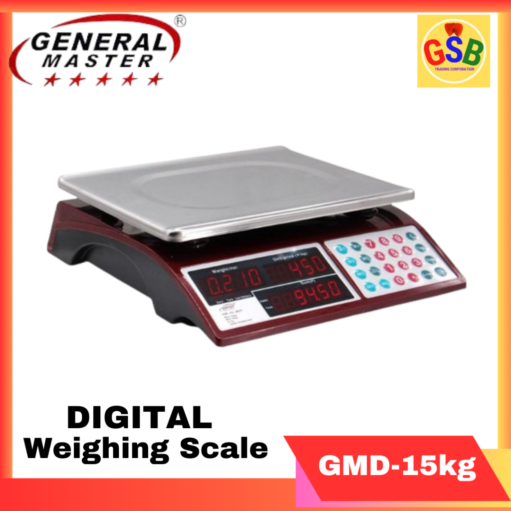 GENERAL MASTER GMD-15 ORIGINAL DIGITAL SCALE / COMPUTING SCALE 15 KG | Shopee Philippines