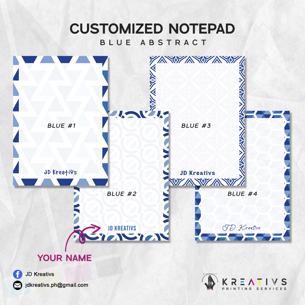 Blue Abstract | Customized Notepads | Memo Pads | JD Kreativs | Shopee ...