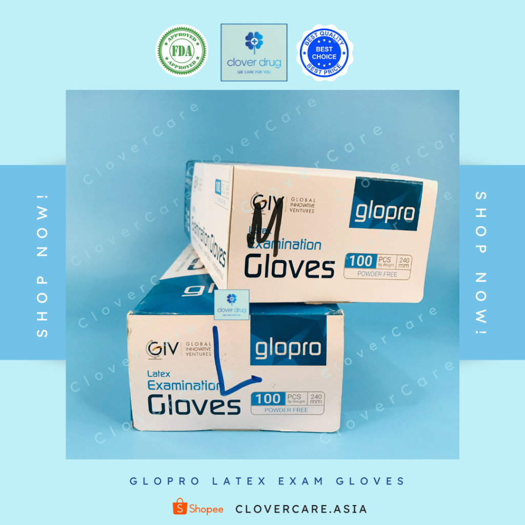 GLO PRO Latex Examination Gloves (100pcs/box) | Shopee Philippines