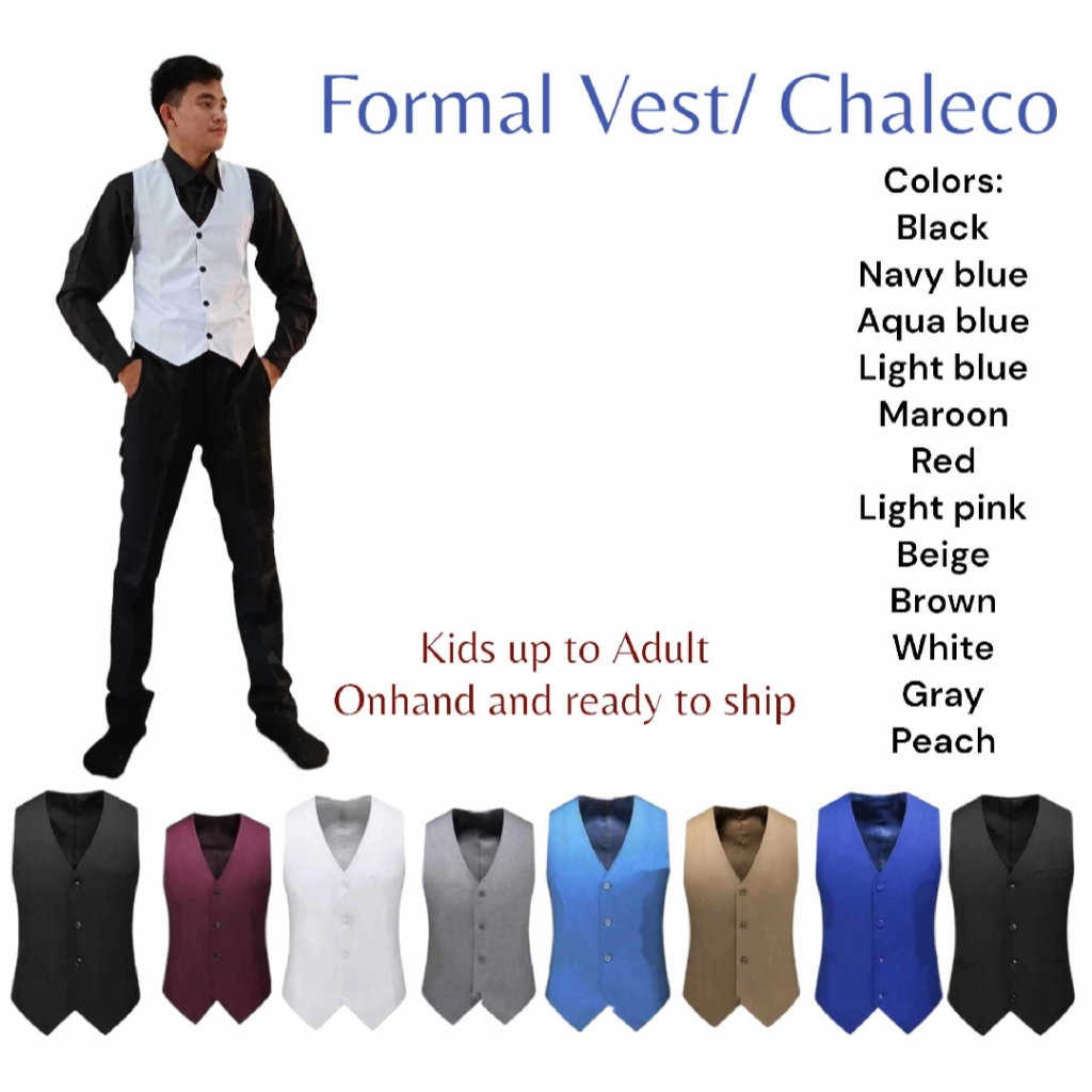 Colored Plain Vest / Chaleco for Adult Formal Attire | Shopee Philippines