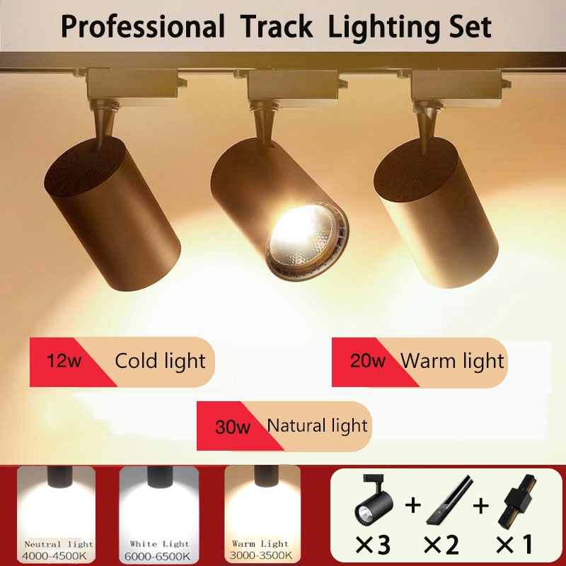 LED Track Lights Full Set COB Spotlights Ceiling Lights Spotlight 220v ...