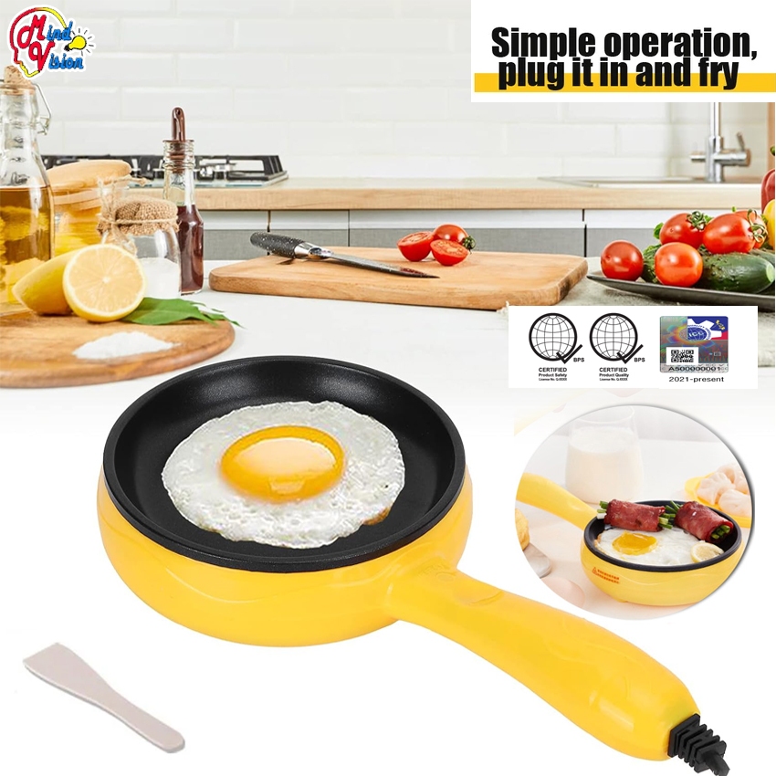Electric Mini Frying Pan (Yellow) With Free Wooden Spatula CX-15B ...