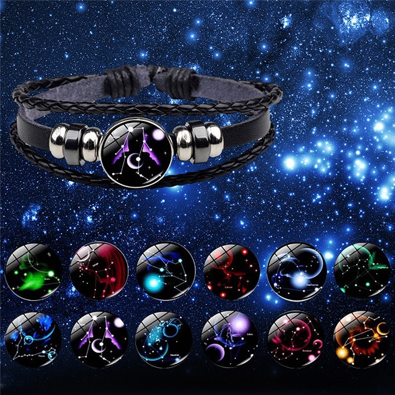 Xmas Bracelets 12 Zodiac Signs Constellation Bracelet for Woman Lucky ...