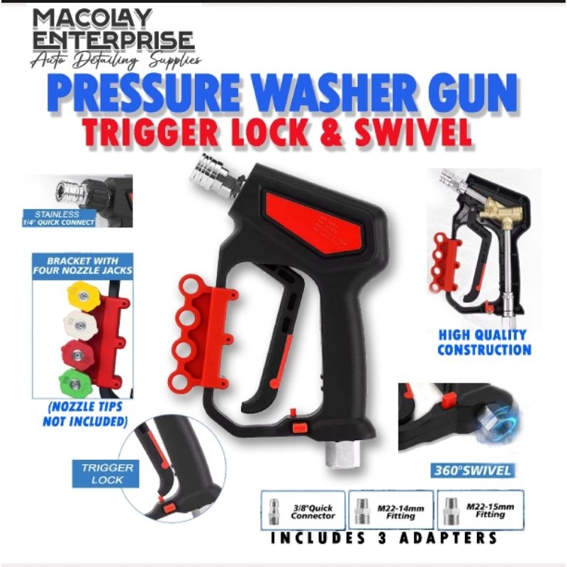 PA-006 High Pressure Washer Black Gun 5000psi with Trigger Lock and ...