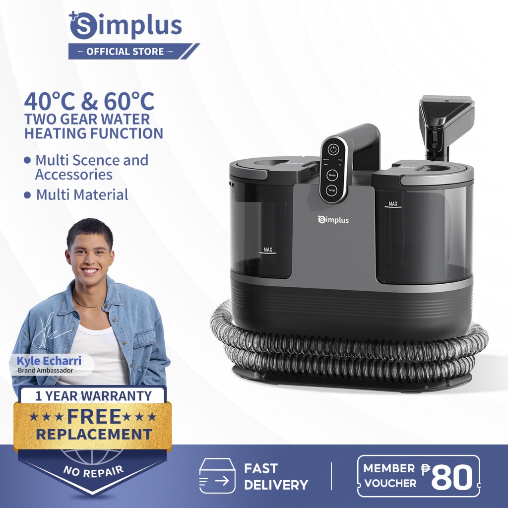Simplus Wet and Dry Vacuum Cleaner Spot Cleaner Carpet & Upholstery Cleaner(40&60℃ Heating ...