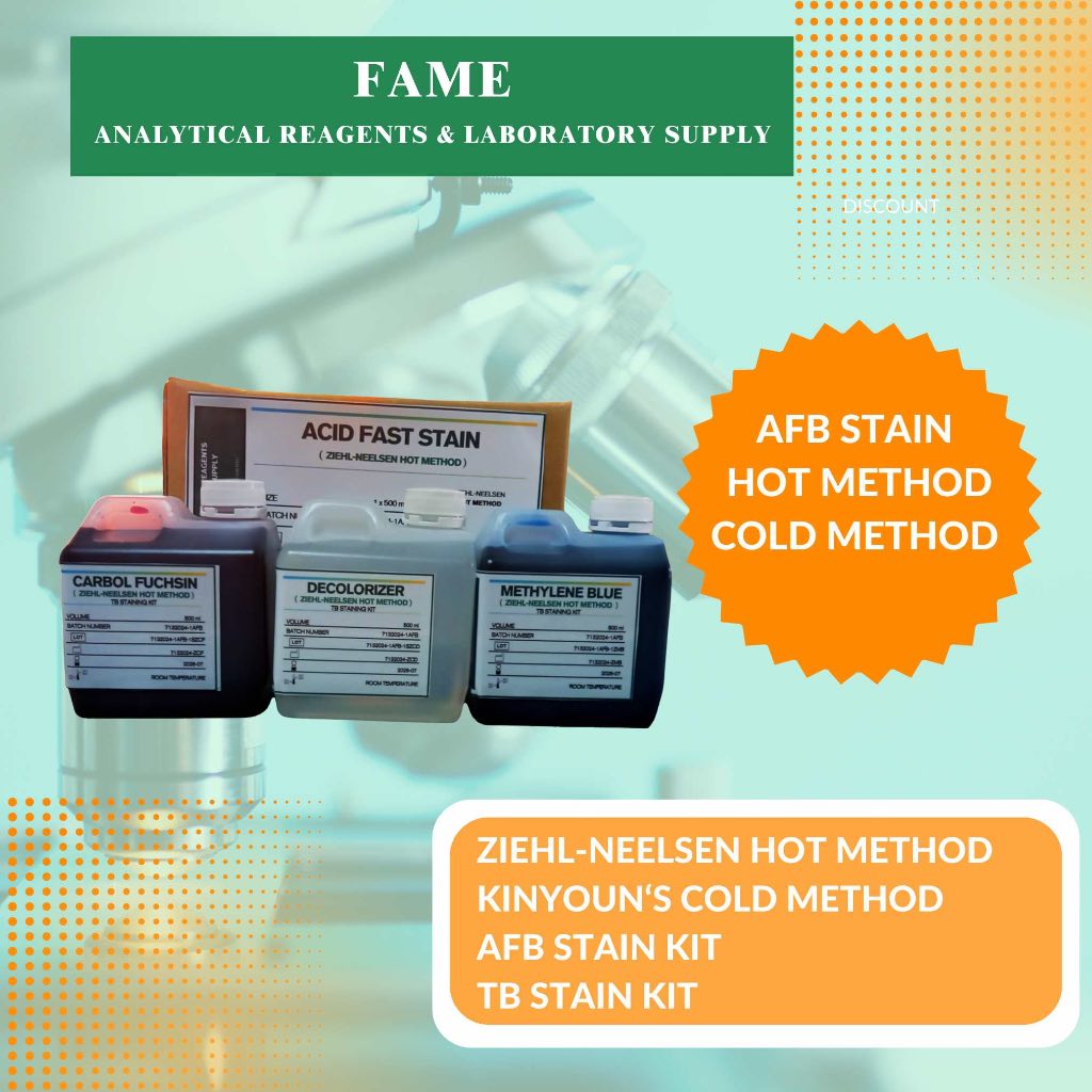 ACID FAST STAIN SET 3 X 500ML HOT & COLD METHOD FAME ANALYTICAL ...