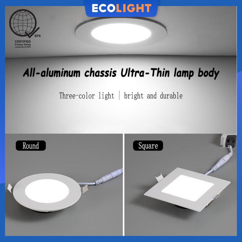 Tricolor LED Panel Lights Recessed Pin light Downlight Round & Square ...