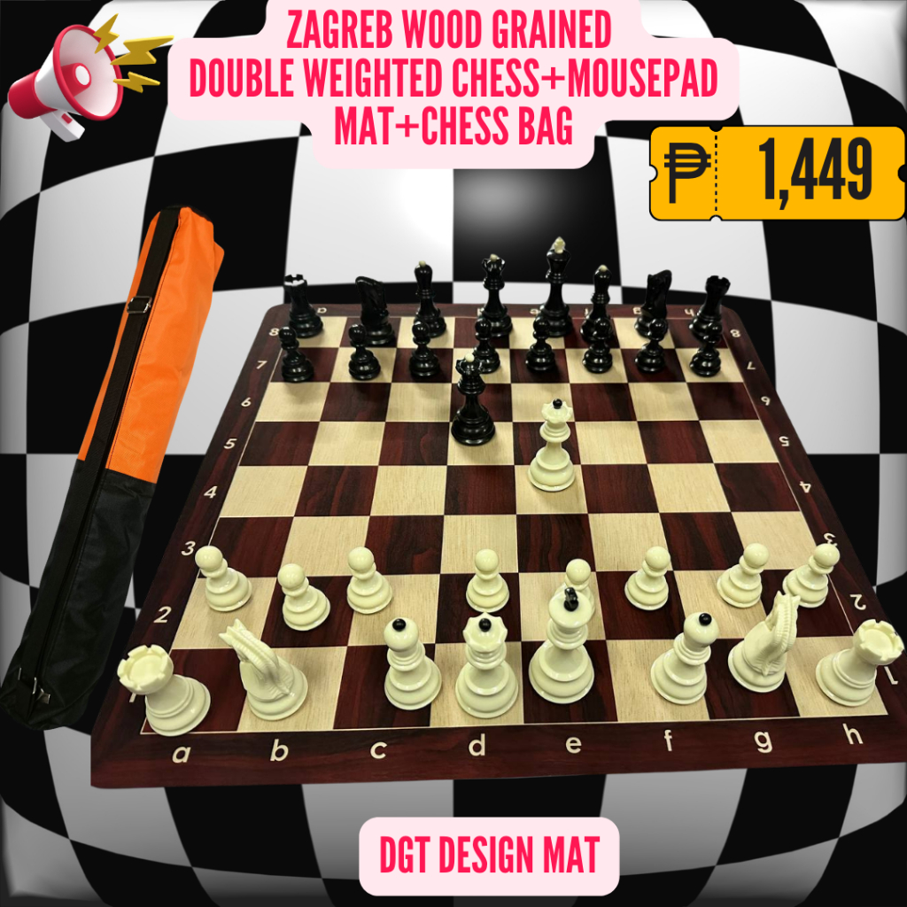 Zagreb Plastic Double Weighted Pieces + Chess Mousepad Mat+ Chess Bag ...