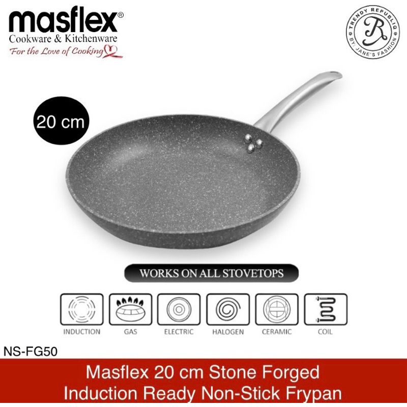 Masflex 20 -28 cm Stone Forged Non- Stick Induction Frying Pan | Shopee ...