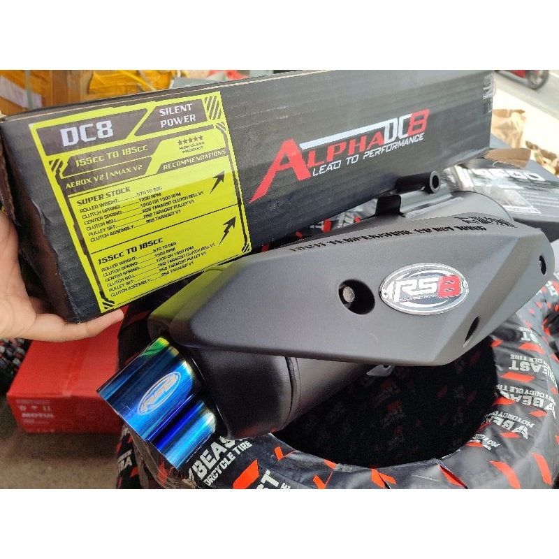 RS8- DC8 Pipe Dual Blue Tip - Silent Power Nmaxv2 / Aerox v2 | Shopee ...