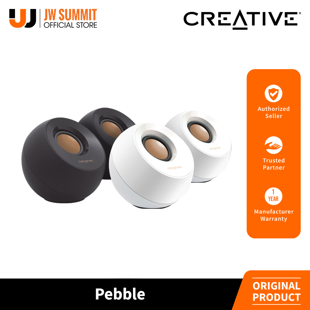 Creative Pebble Black/White Modern 2.0 3.5mm Input USB Powered Wired ...