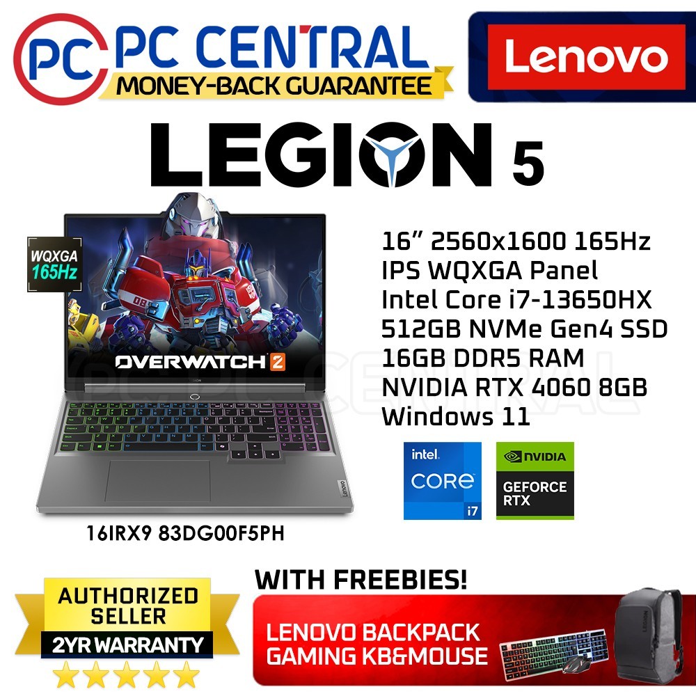 Lenovo Legion 5 16IRX9 83DG00F5PH | Intel Core i7-13650HX | NVIDIA RTX ...