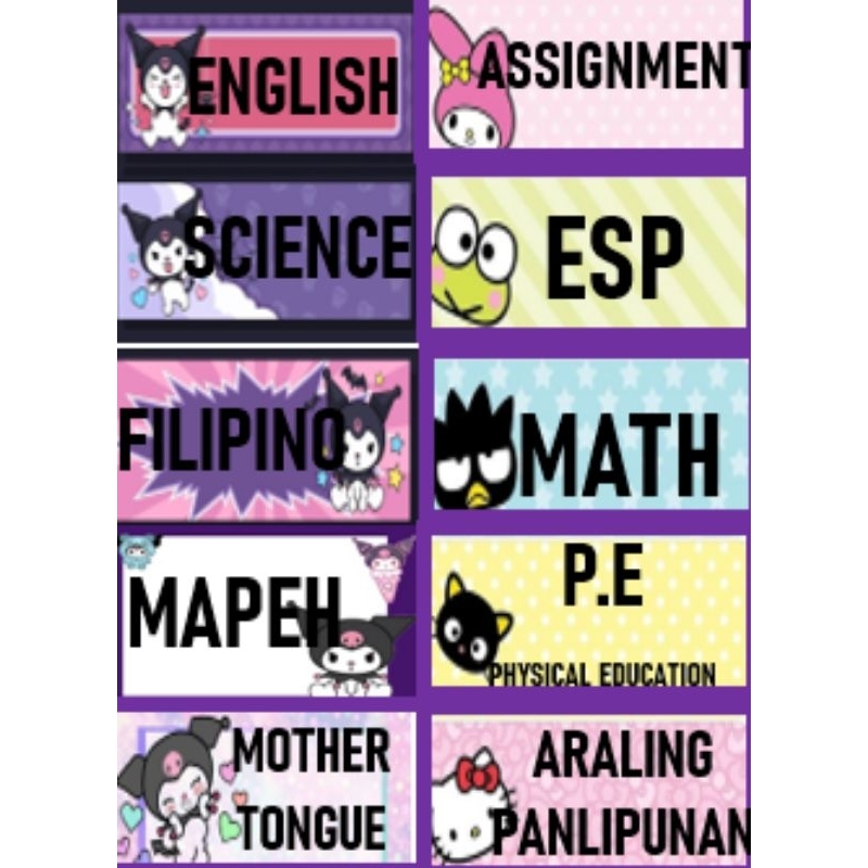 subject sticker for grade 1,2,3,4,5,6 | Shopee Philippines