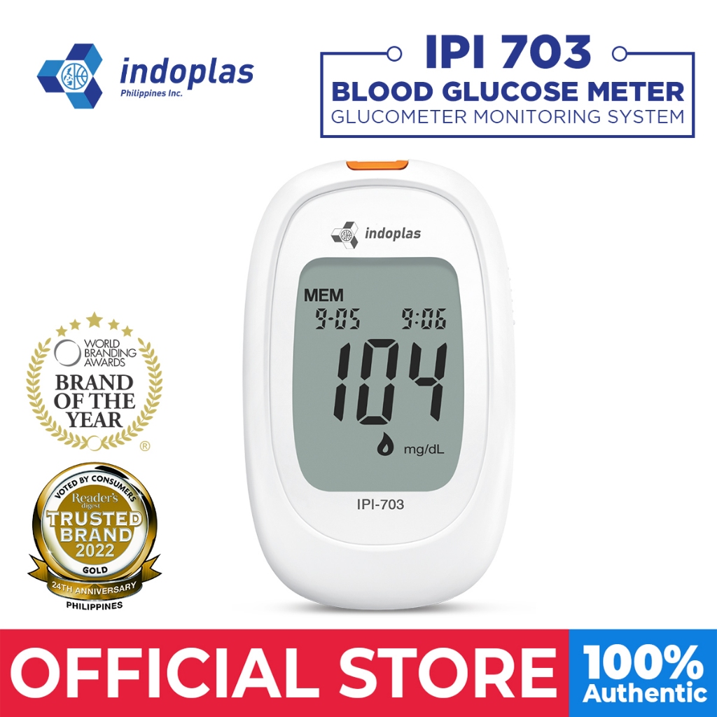 Indoplas Blood Glucose Meter Glucometer Monitoring System IPI-703 + 1 ...
