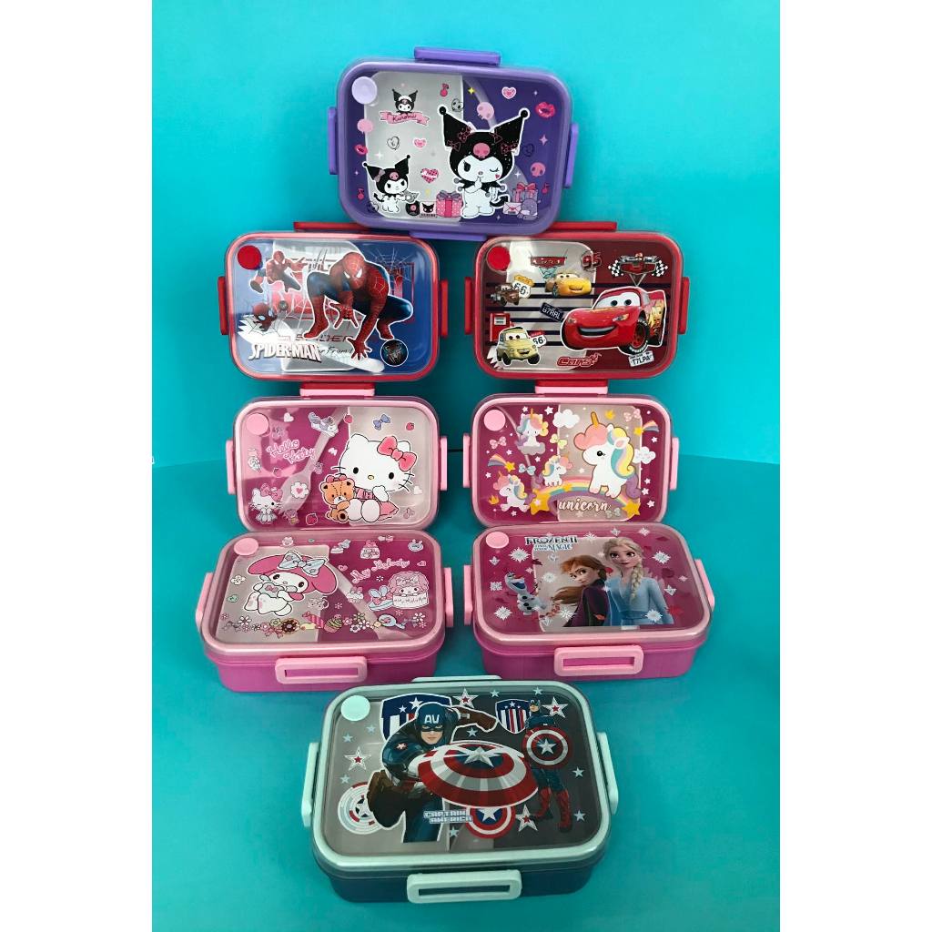 JLT #6020 1200ml bpa free cartoon designs lunch box with spoonfork ...