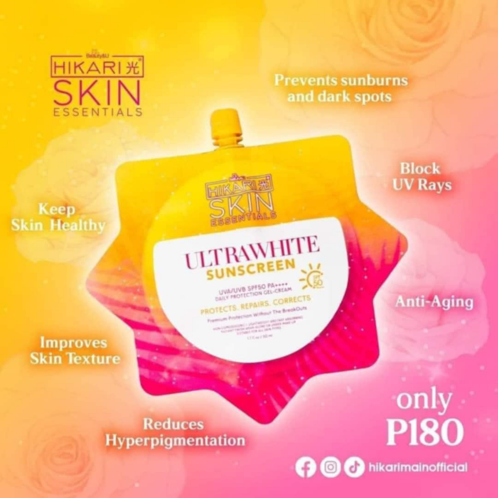 HIKARI ULTRA WHITE SUNSCREEN UVA/UVB SPF50 PA++++++ | Shopee Philippines