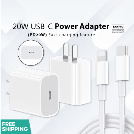 20W Fast Charger TYPE-C Power Adapter With USB PD Cable Cord US Plug ...